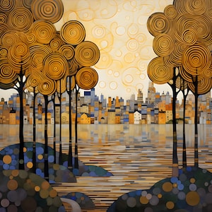 Incredible Gustav Klimt Inspired Landscapes in 5K! Set of 5. Print on ...