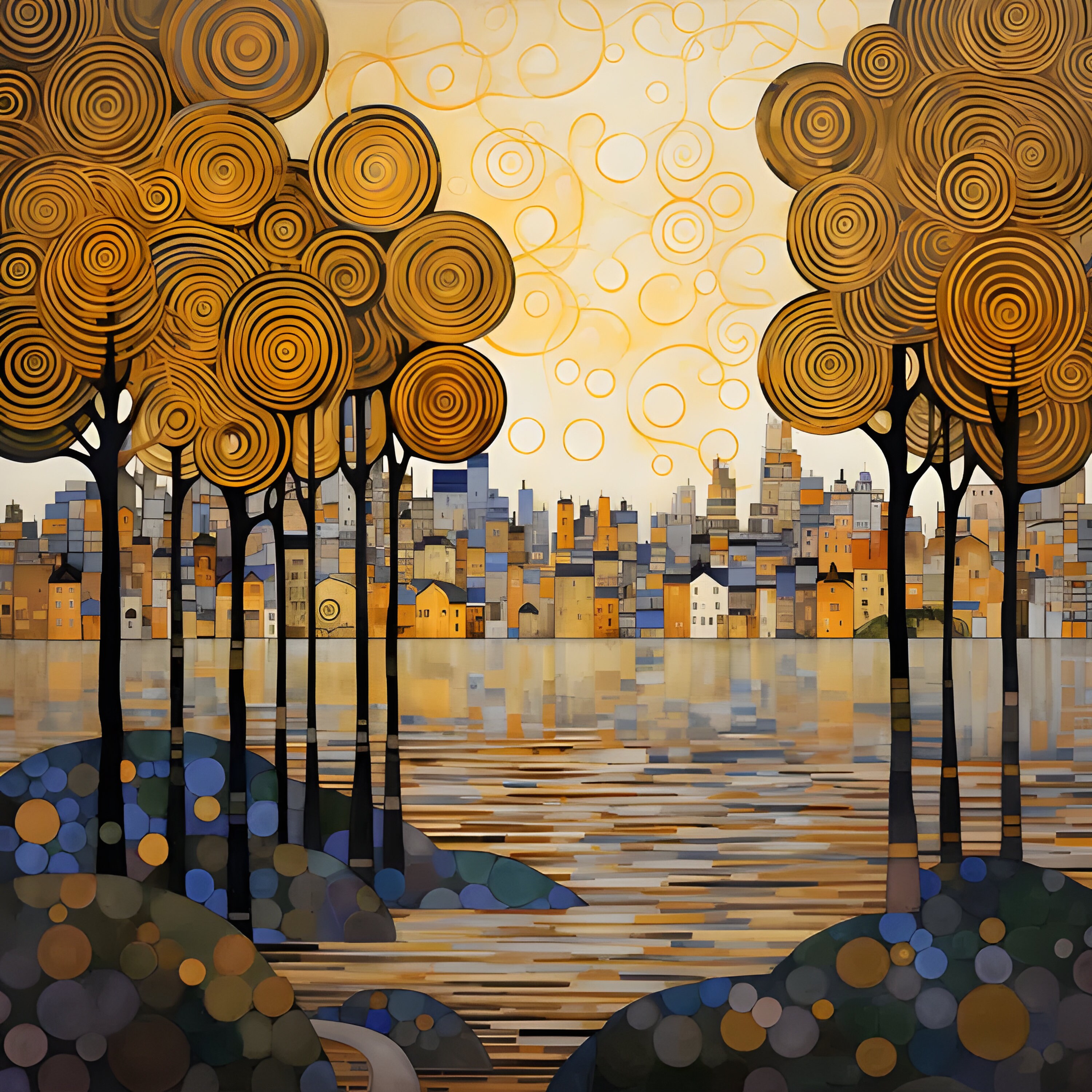 Incredible Gustav Klimt Inspired Landscapes in 5K Set of 5. Print on ...