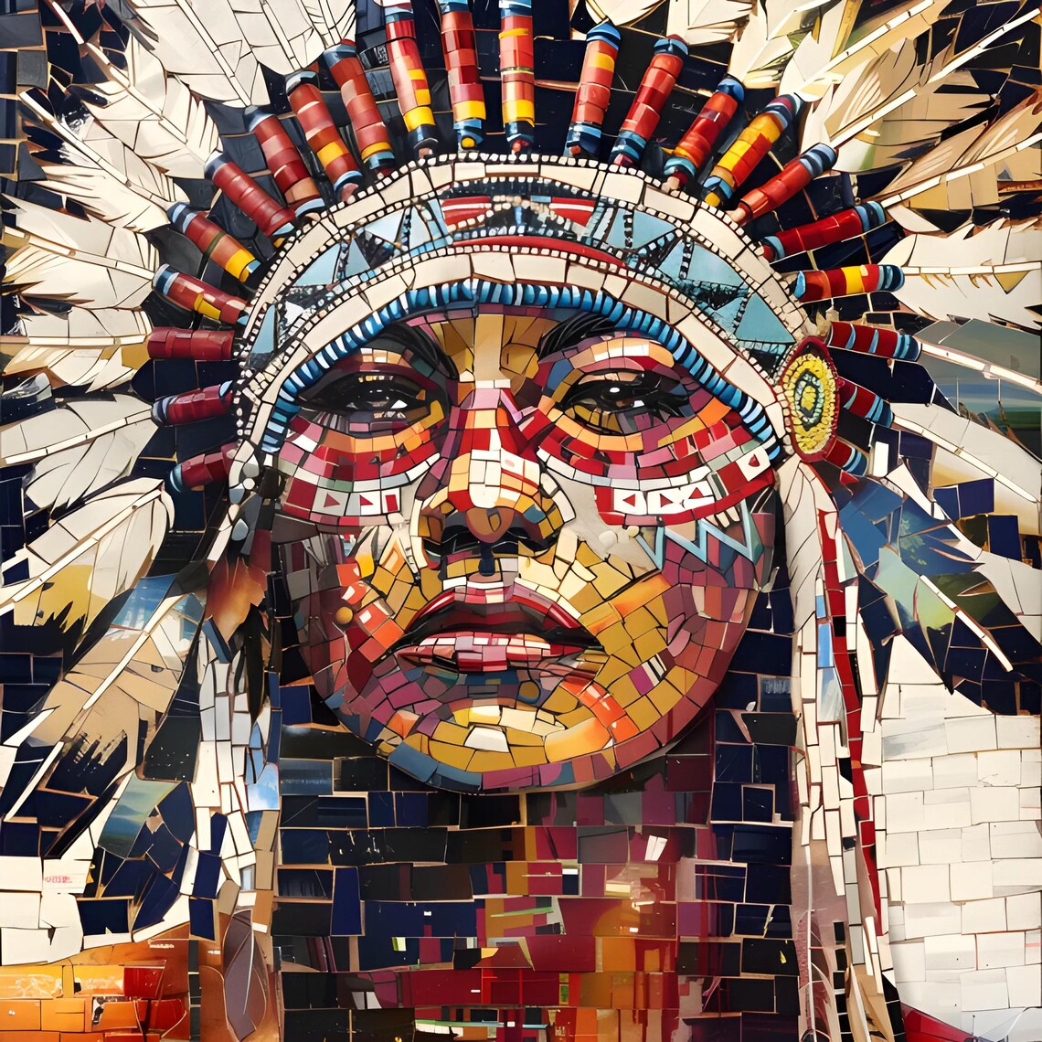 Mosaic Iconic Portrait Art, Unique Digital Wall Decor in 25K, Set of 5 ...