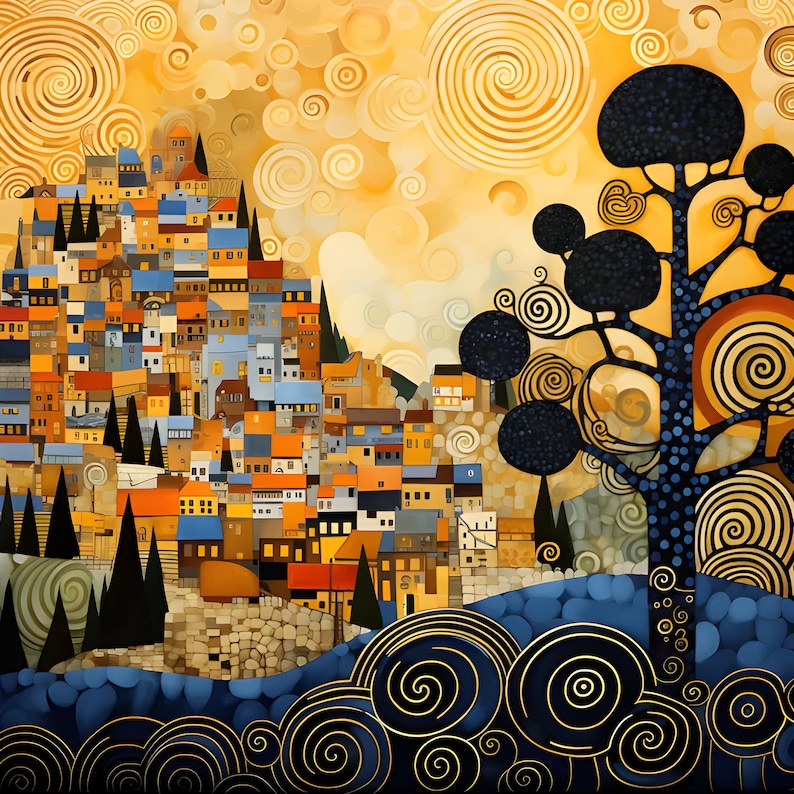 Incredible Gustav Klimt Inspired Landscapes in 5K! Set of 5. Print on ...