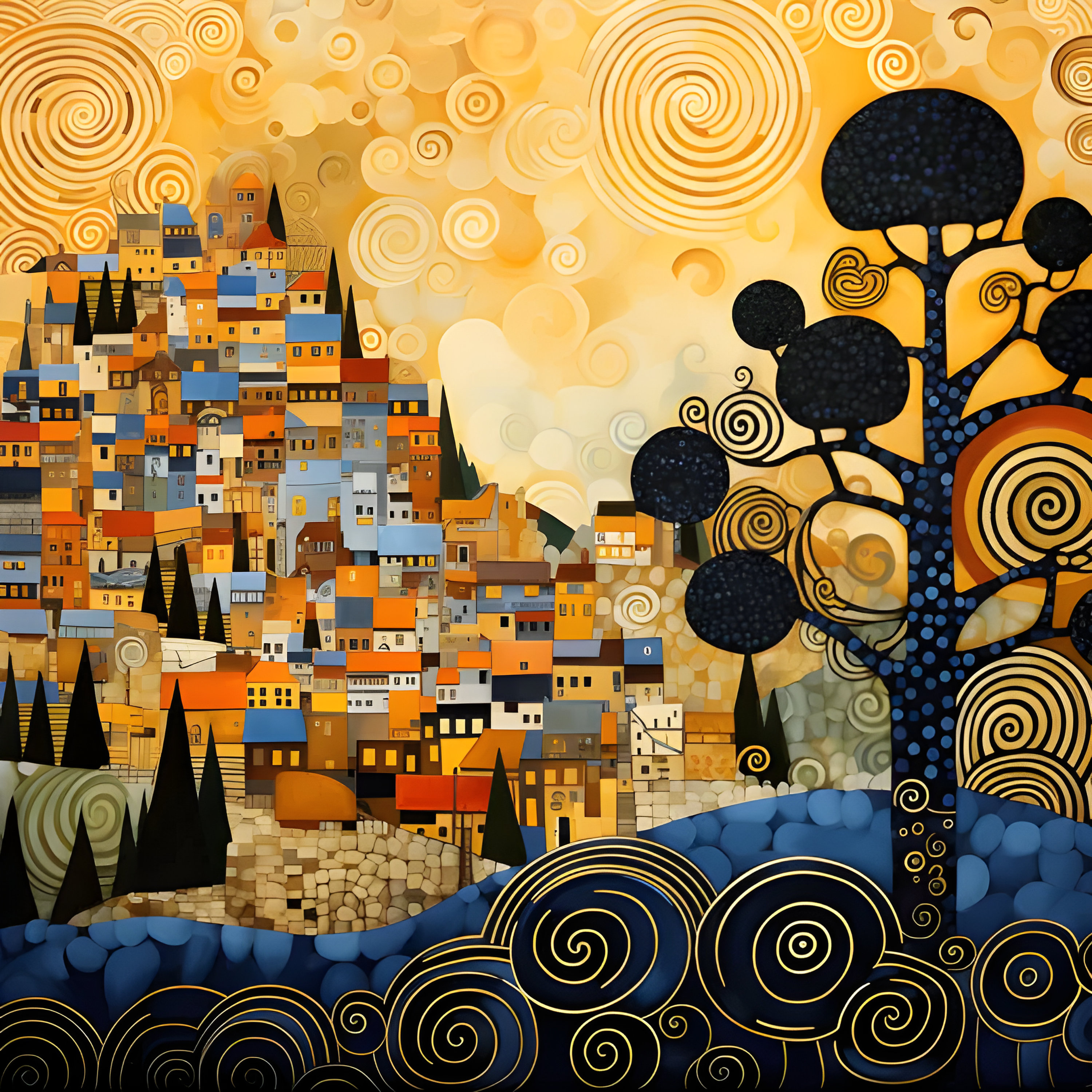 Incredible Gustav Klimt Inspired Landscapes in 5K Set of 5. Print on ...