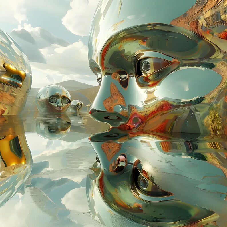 Set of 5 in 5K Surreal Digital Art Scenes With Unconventional Items and ...