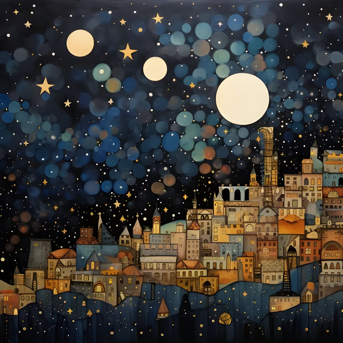 Exclusive Klimt Style Landscapes in 5K Set of 5. Print on Demand ...