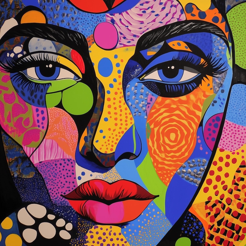 Set of 5 Vibrant Pop Art Digital Print Bundle - Colorful Abstract Wall ...
