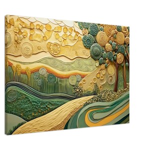 Beautiful Paper Quilling Styled Canvas Landscape With Rolling Hills ...