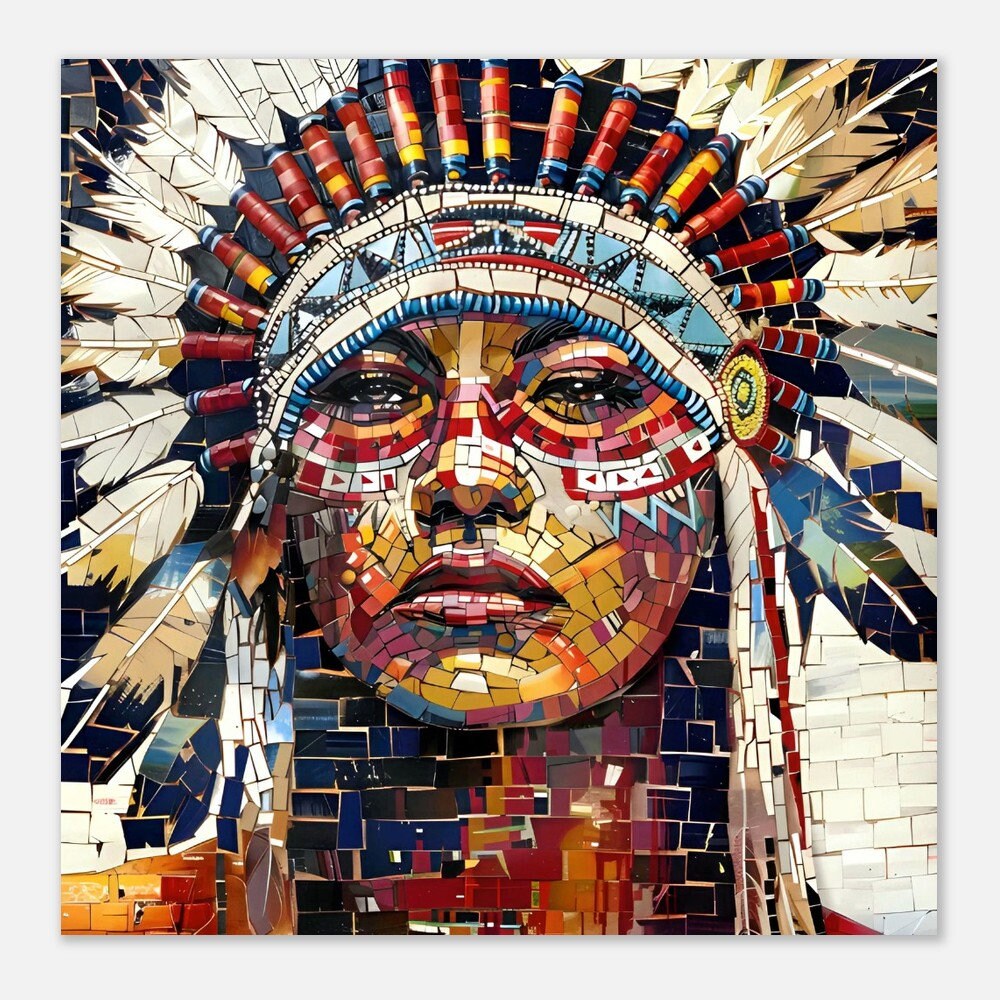 Classical Premium Poster With Mosaic Style Indian Headress Design - Etsy