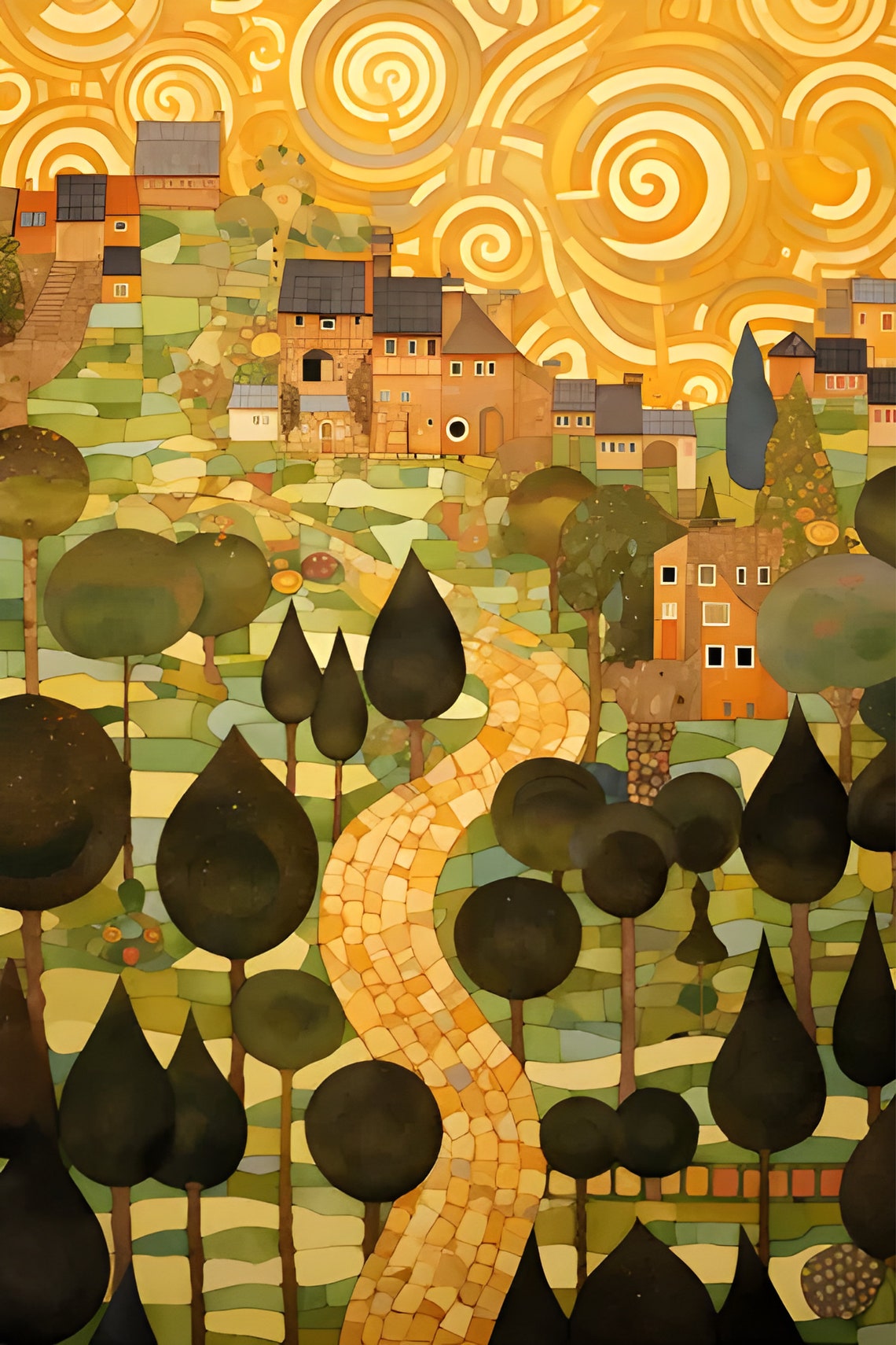 Incredible Gustav Klimt Inspired Landscapes in 5K Set of 5. Print on ...