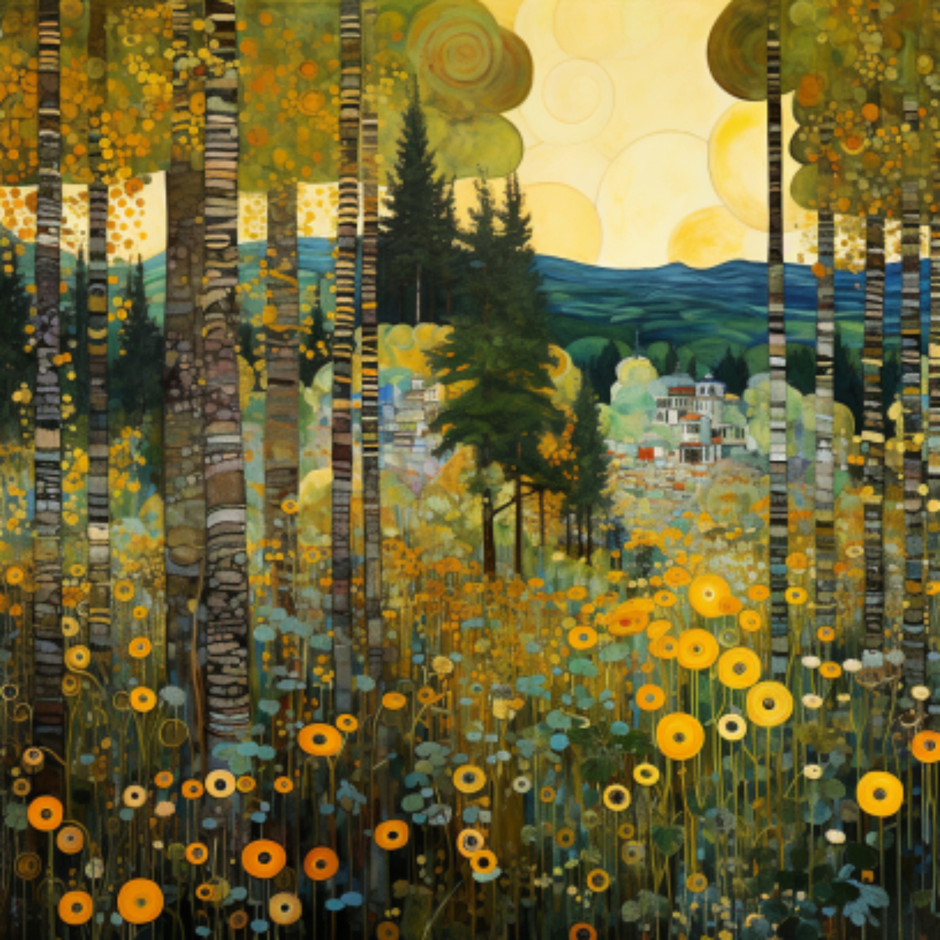 Extraordinary Klimt Inspired Landscapes in 5K Set of 5. Print on Demand ...