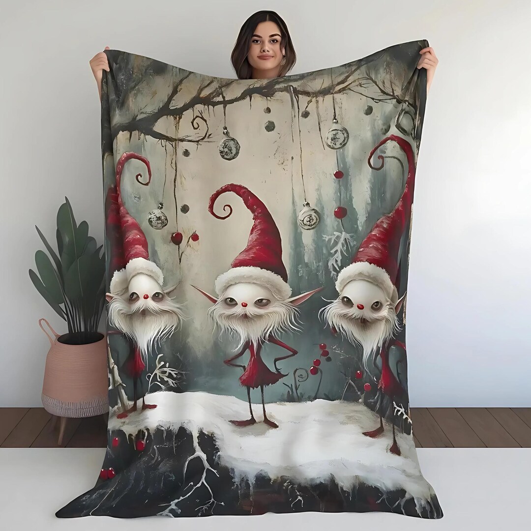 Whimsical Christmas Elves Blanket: Adorable Fantasy Art, Soft Pastel ...