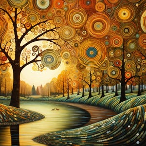 Gustav Klimt Inspired Art Bundle - Set of 5 in 17K Landscape Prints for ...