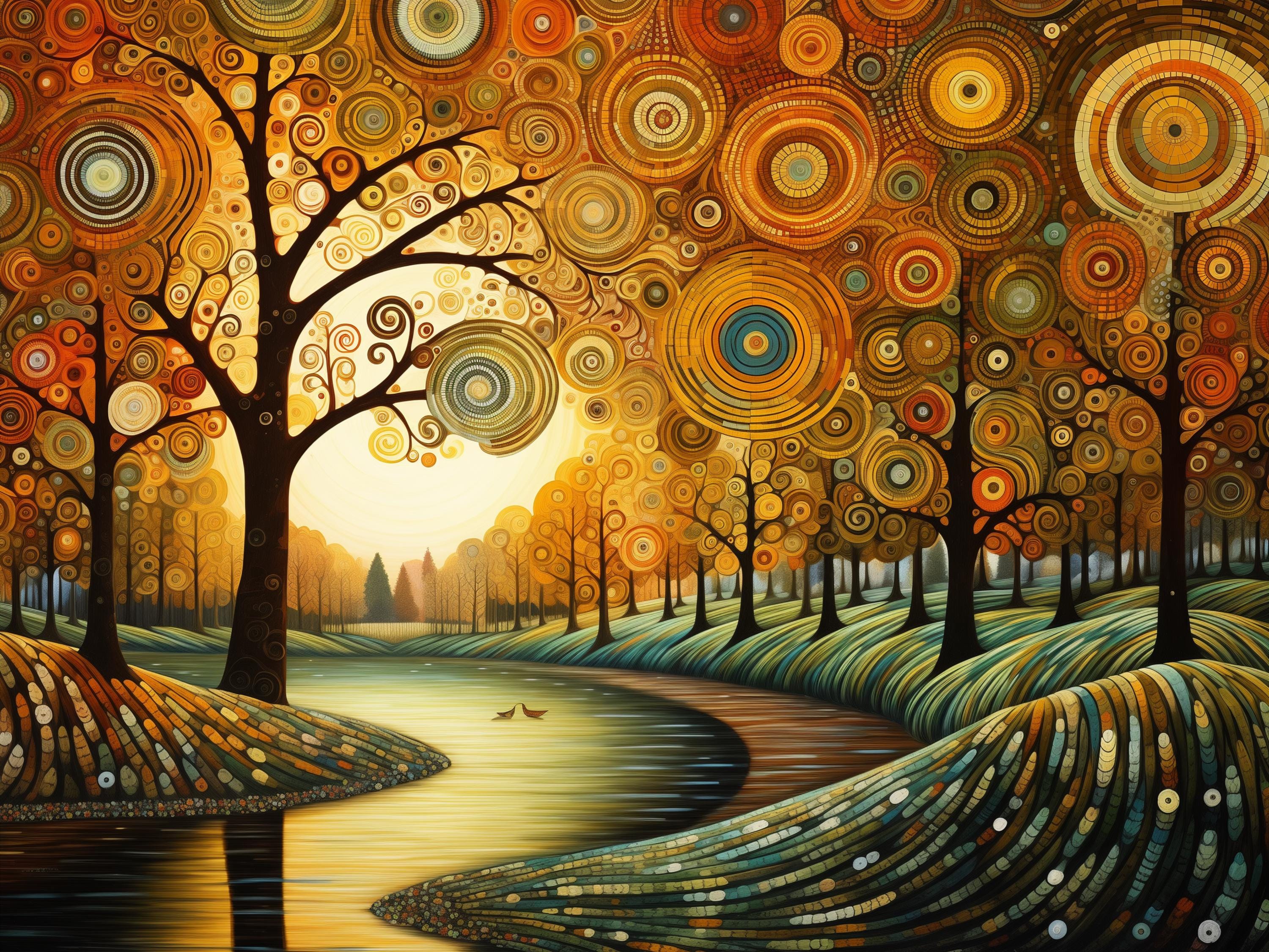 Gustav Klimt Inspired Art Bundle - Set of 5 in 17K Landscape Prints for ...