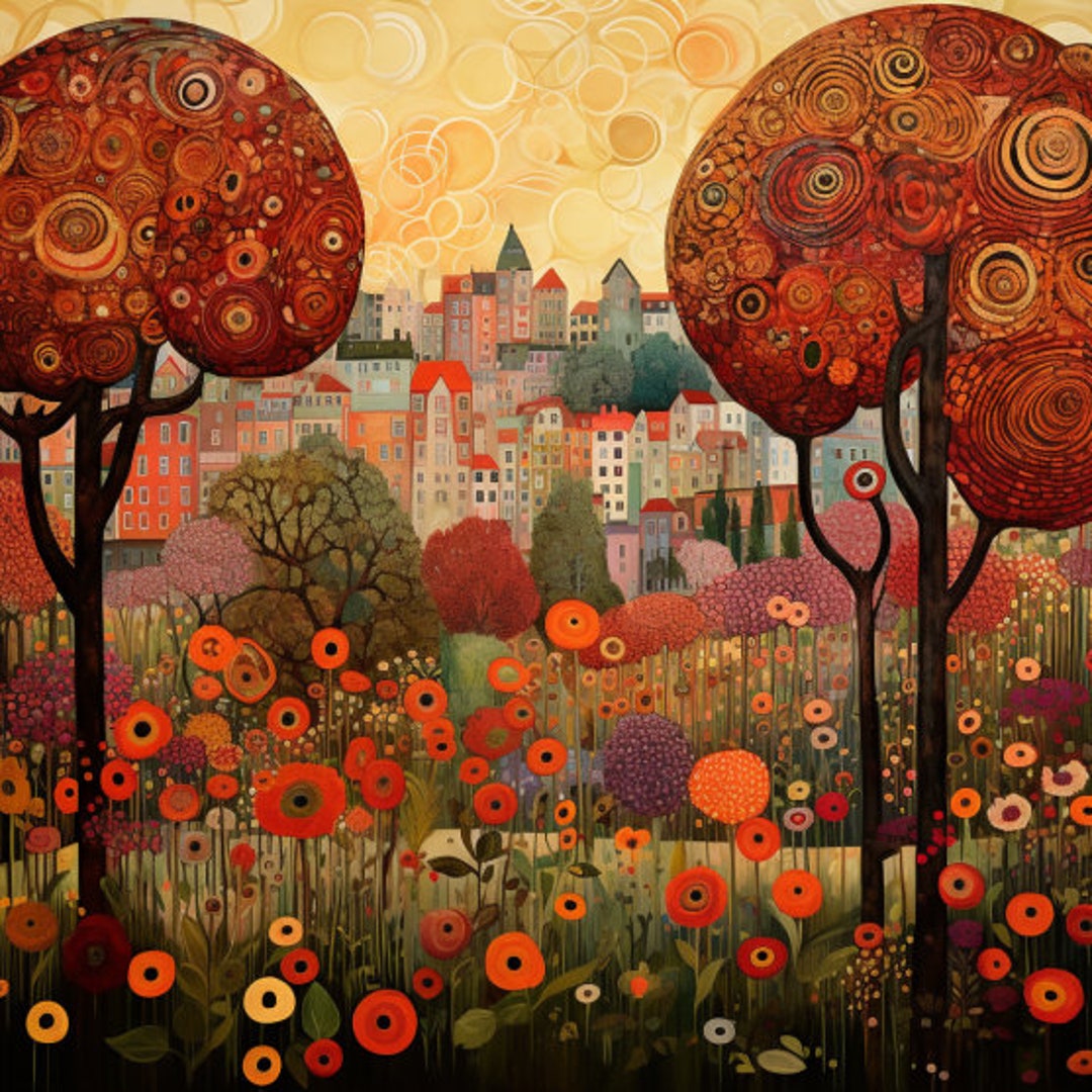 Incredible Gustav Klimt Inspired Landscapes in 5K Set of 5 - Etsy