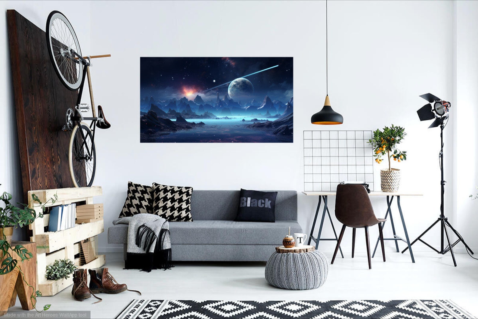 Museum-quality Print, Fantasy Moonscape, Stars and Planets, Celestial ...