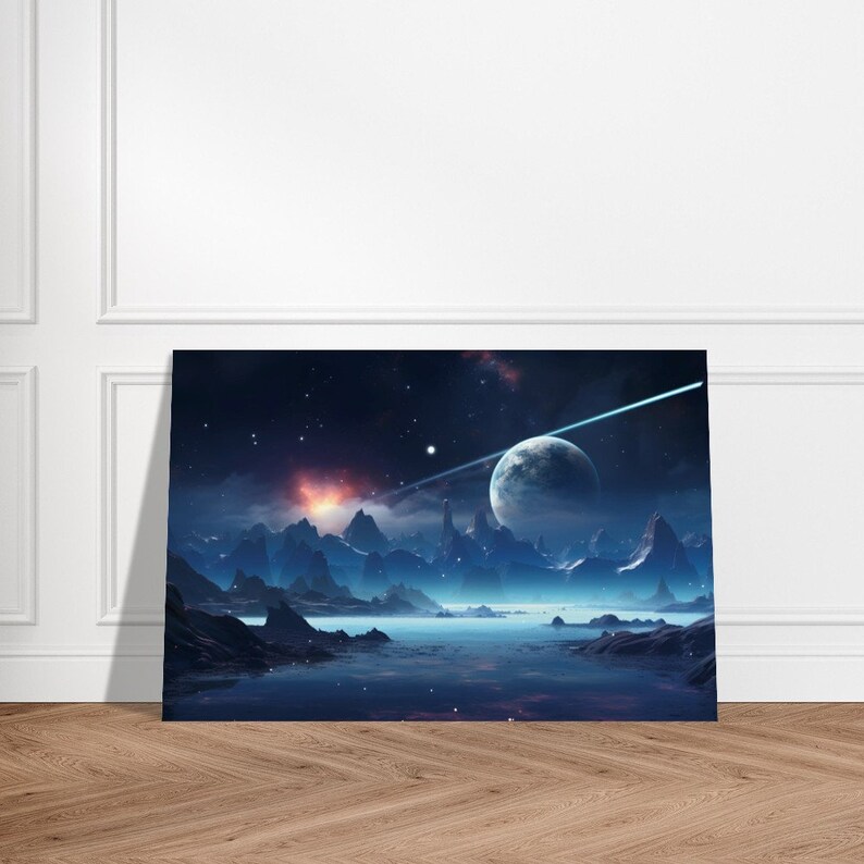 Museum-quality Print, Fantasy Moonscape, Stars and Planets, Celestial ...