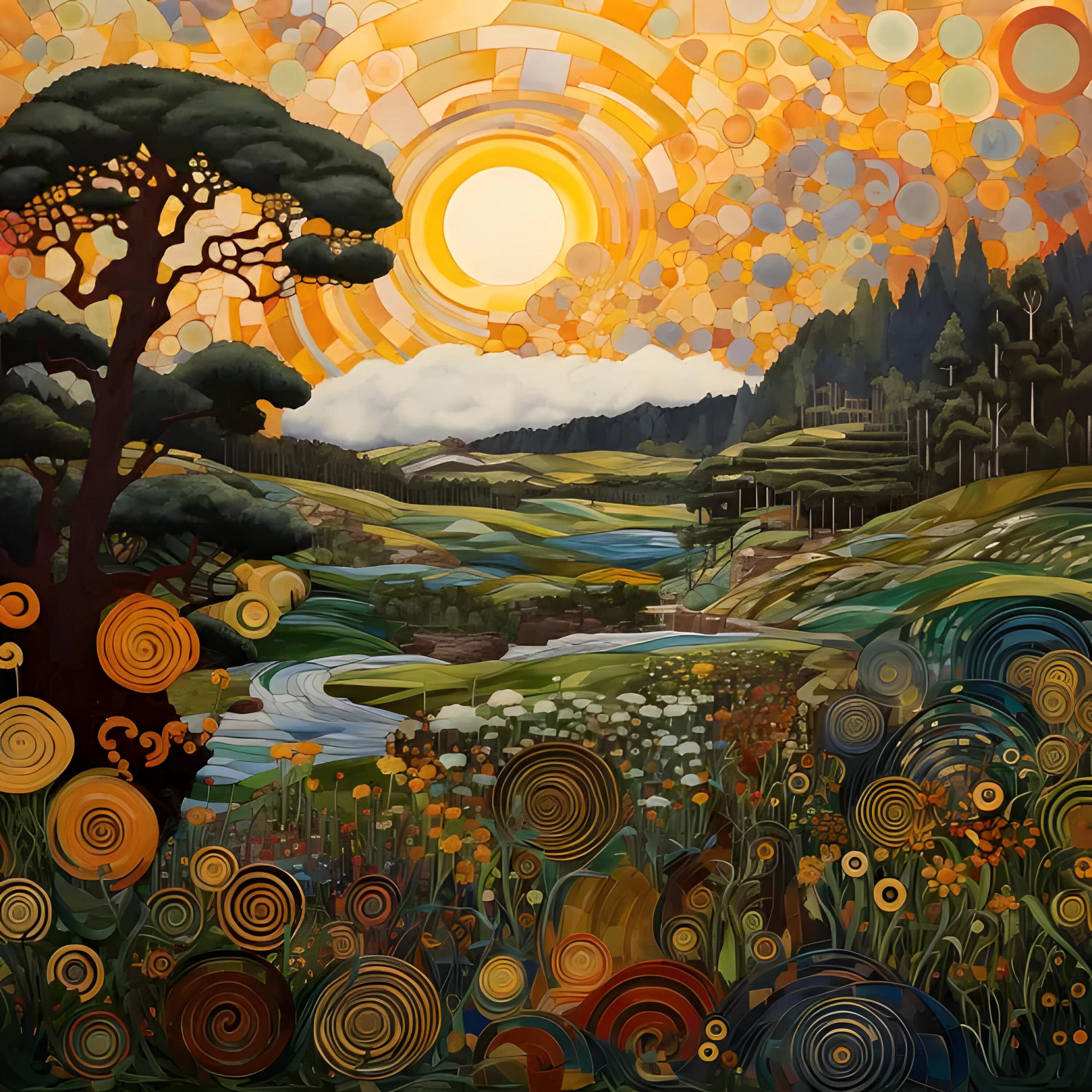 Set of 5 in 5K Gorgeous Gustav Klimt Inspired Landscapes Digital ...