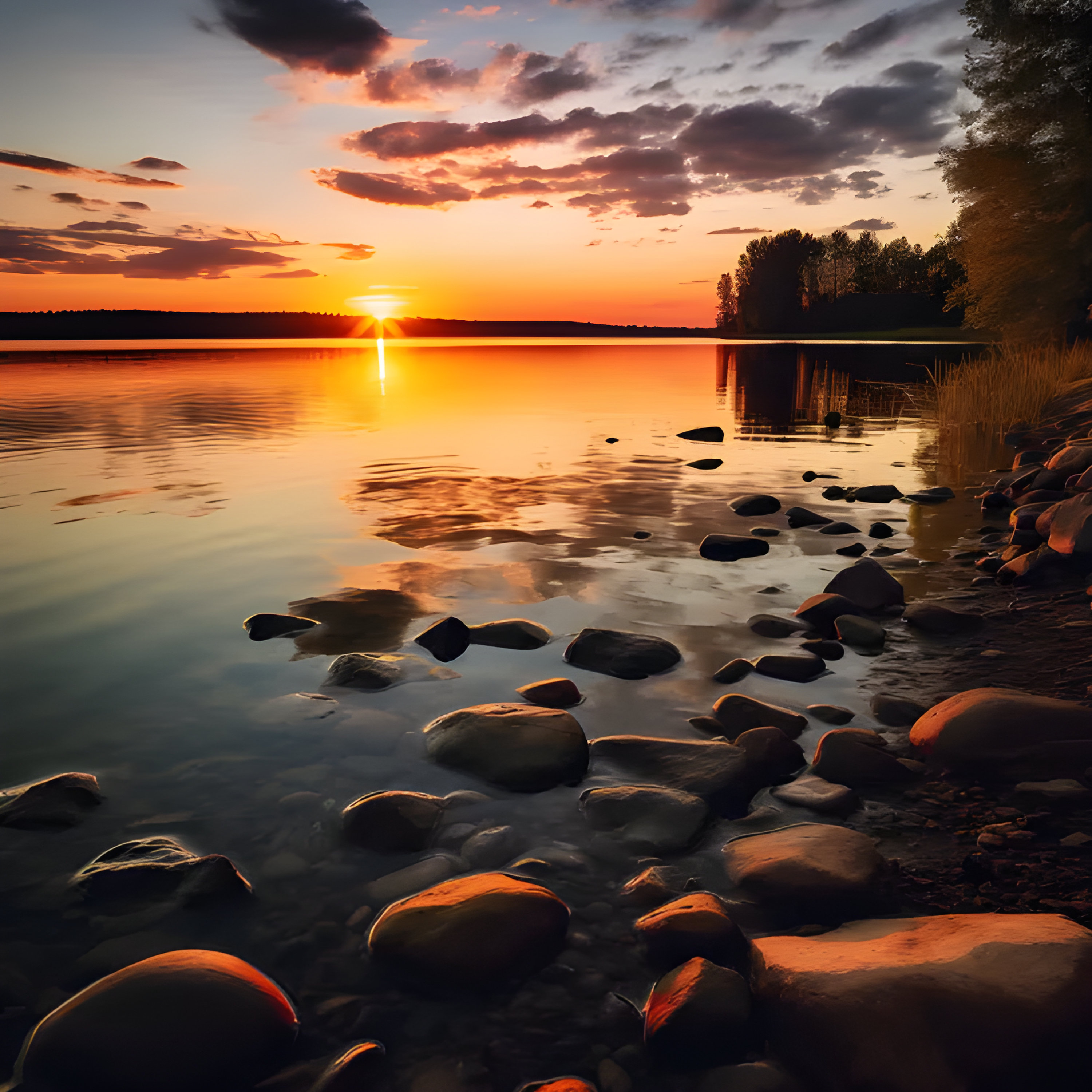 Lakeside Sunset and Twilight Backdrops in 5K! Set of 5, Digital ...