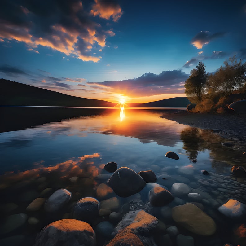 Lakeside Sunset and Twilight Backdrops in 5K! Set of 5, Digital ...