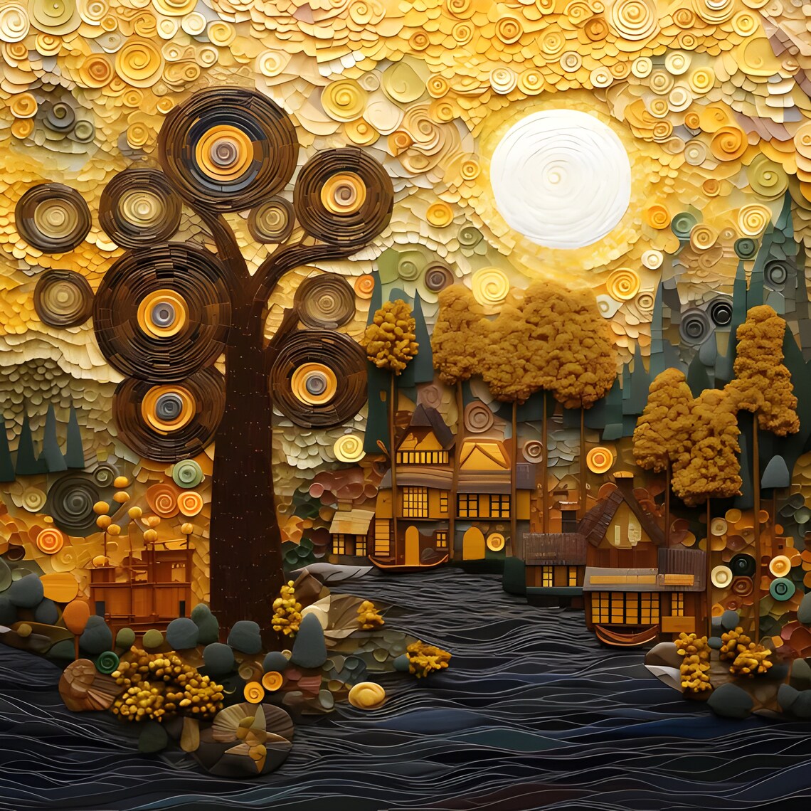 Remarkable Gustav Klimt Inspired Landscapes in 5K Set of 5. Print on ...