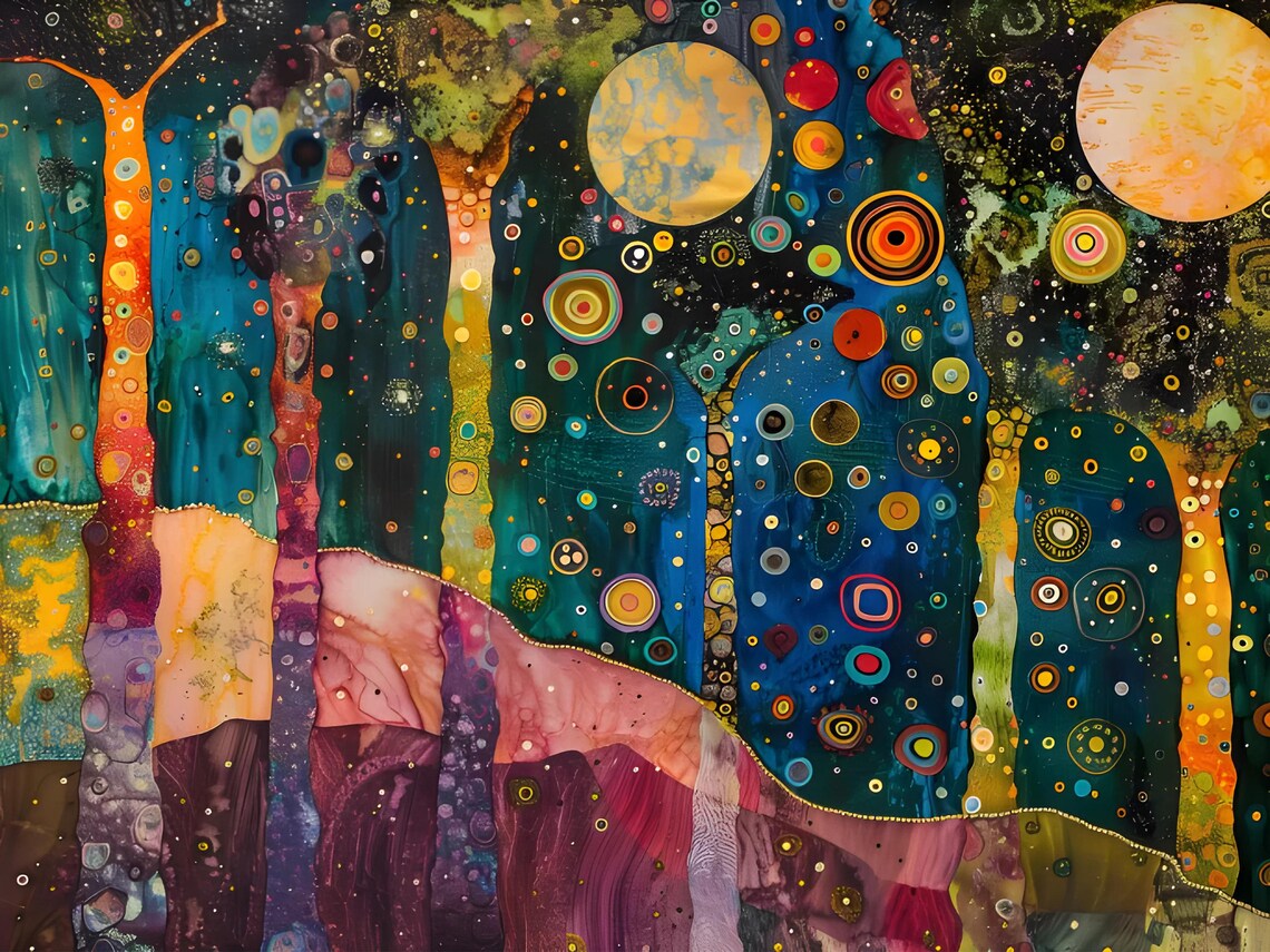 Celestial Set of 5 Instant Download, Klimt Design Art, Home Decor Wall ...