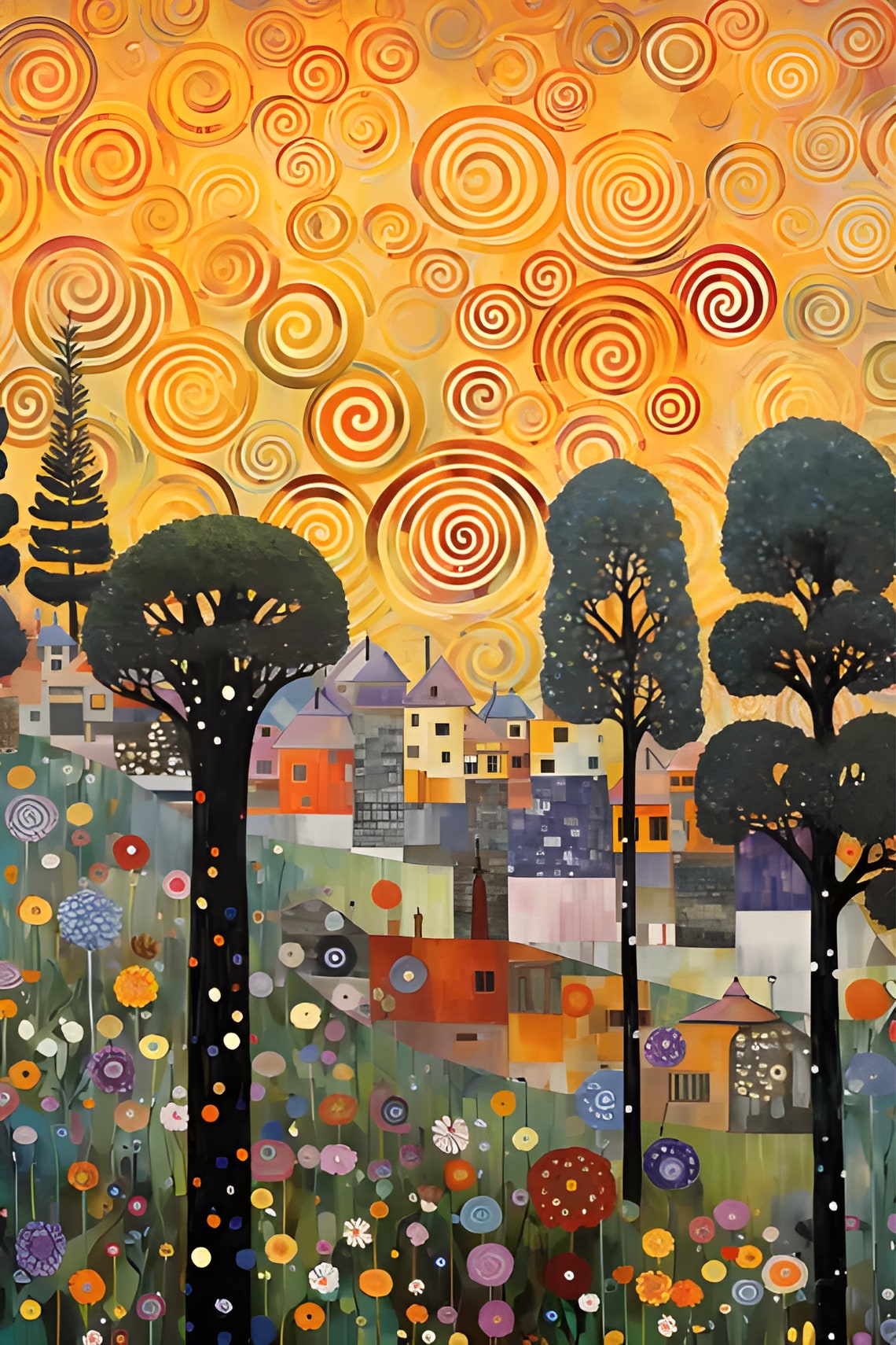 Incredible Gustav Klimt Inspired Landscapes in 5K Set of 5. Print on ...