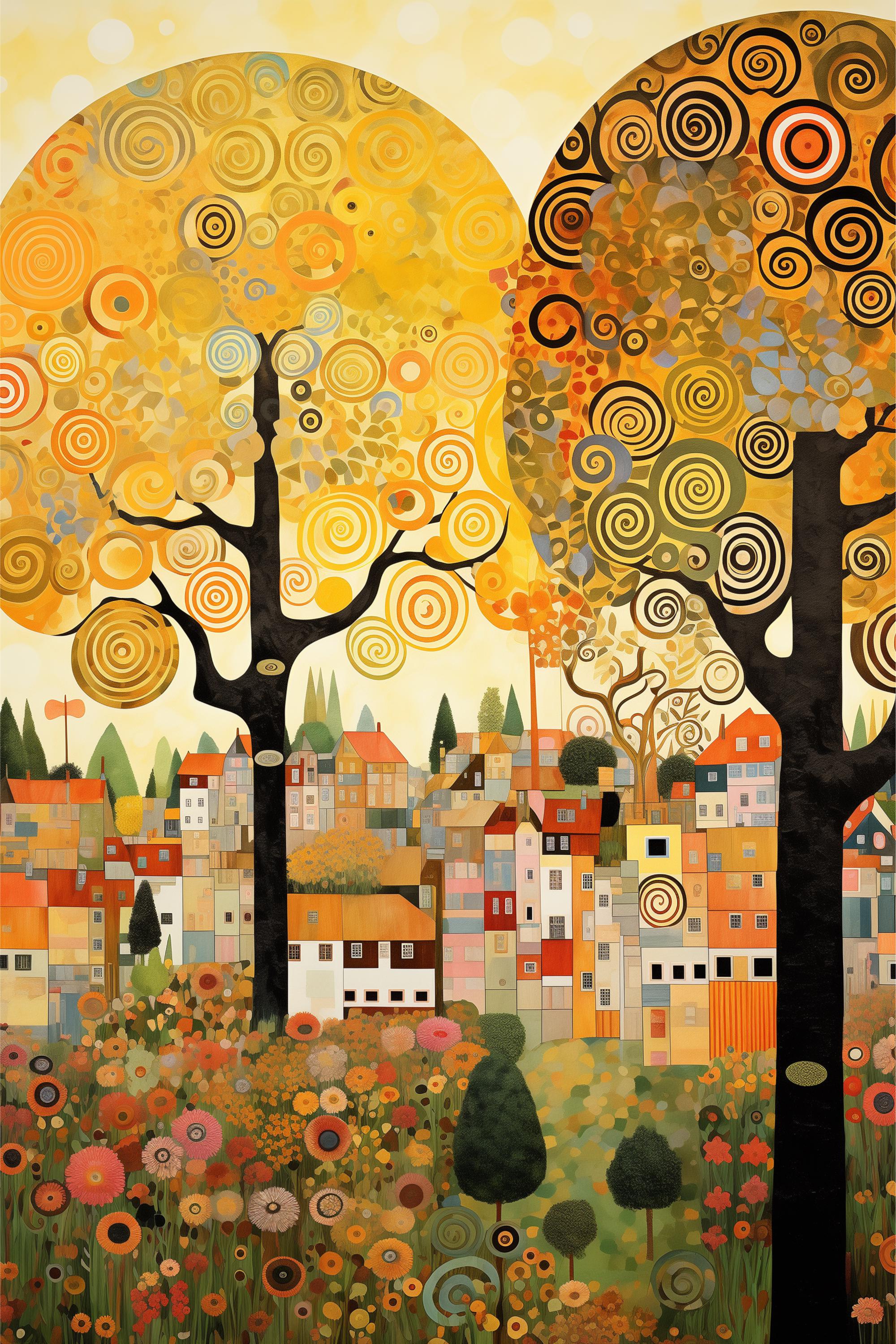 Stylized Gustav Klimt Landscapes in 5K Set of 5. Print on Demand ...