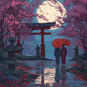 Japanese Art Print Set of 5 | Cherry Blossom Wall Art | Torii Gate ...