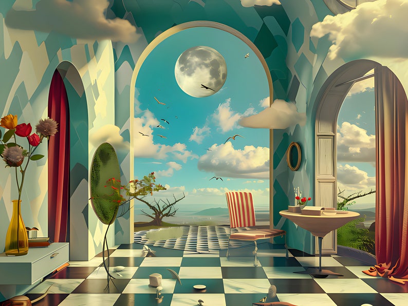 Set of 5 in 5K Surreal Digital Art Scenes With Unconventional Items and ...