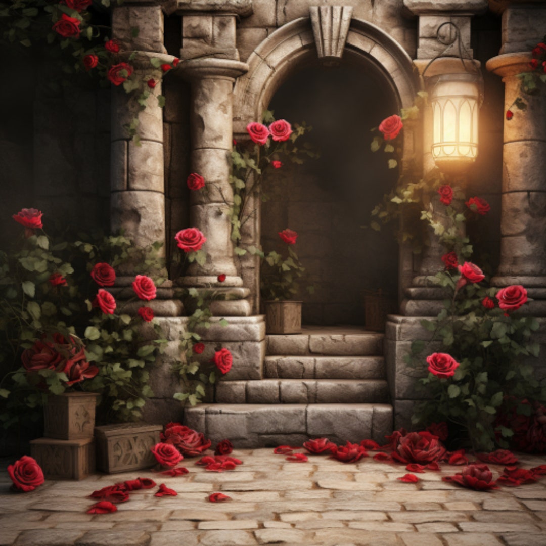 Rustic Red Rose Digital Backdrop in High Resolution. Set of 5 - Etsy