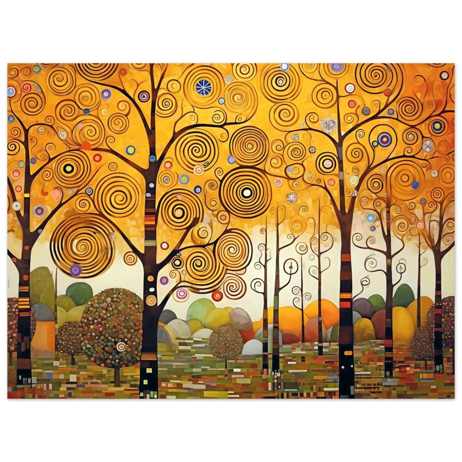 Premium Klimt Styled Print, Majestic Landscape, Gustav Klimt Design Art ...