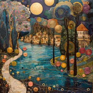 Incredible Gustav Klimt Inspired Landscapes in 25K! Set of 5. Print on ...
