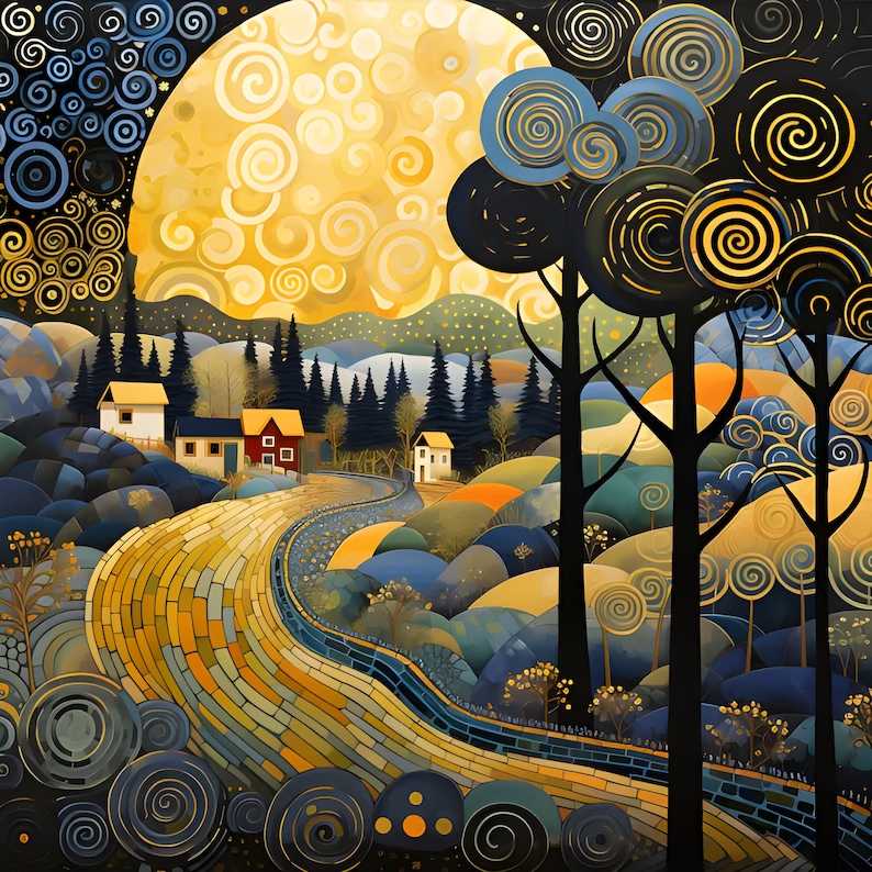 Incredible Gustav Klimt Inspired Landscapes in 5K! Set of 5. Print on ...