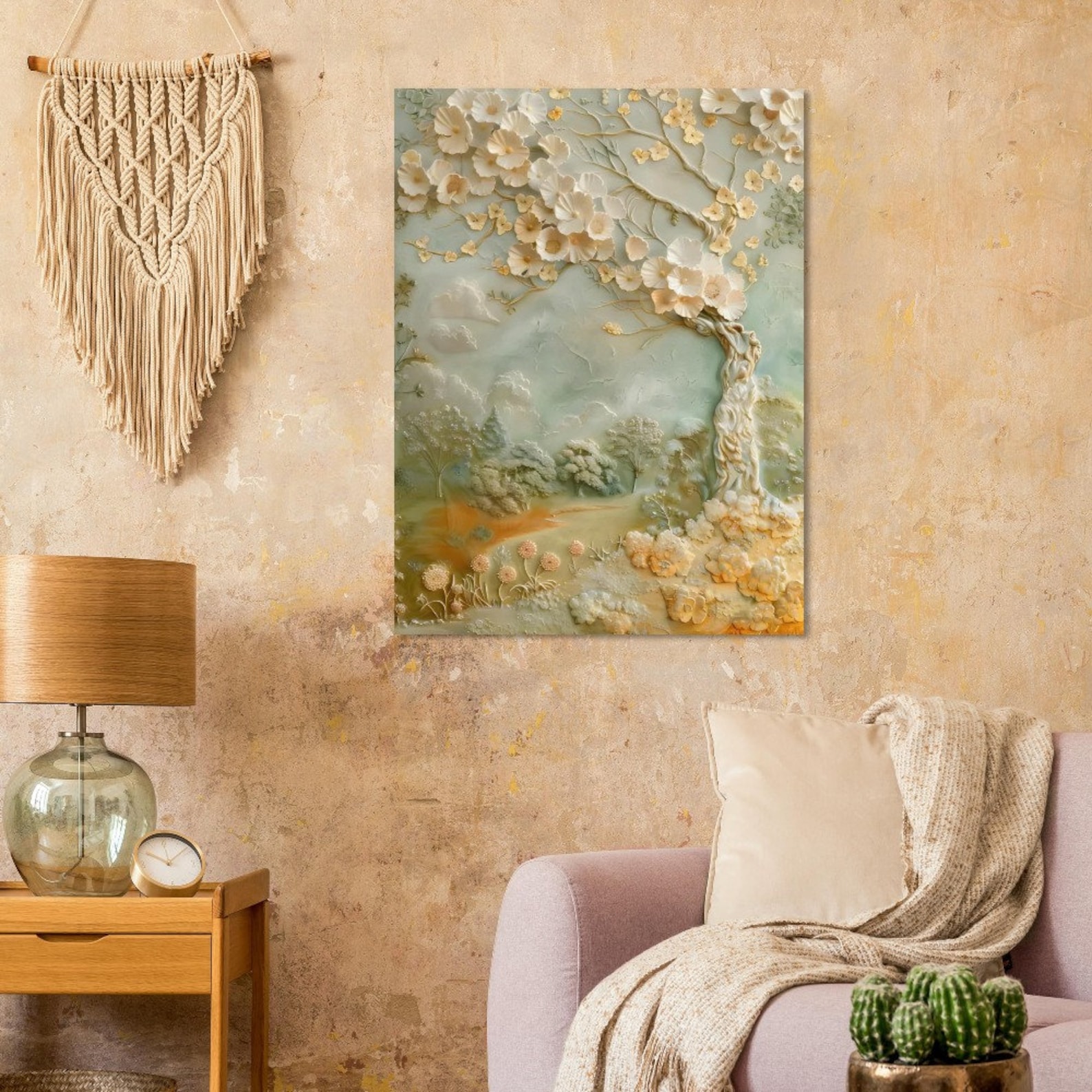 Museum-quality Raised Artwork, Landscape Design Floral and Garden Style ...