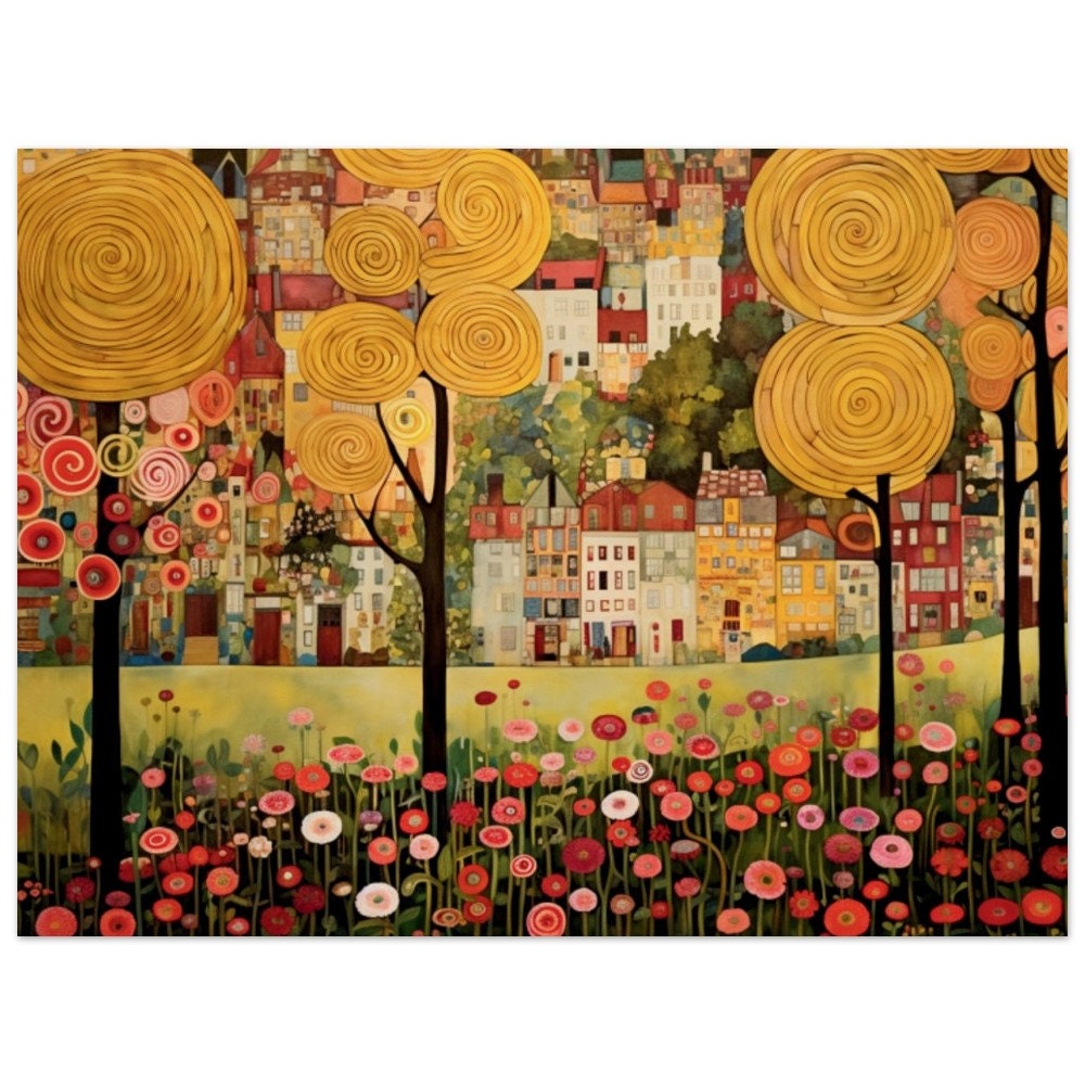 Vintage Garden Gustav Klimt Flower Garden Print Wall Art - Etsy