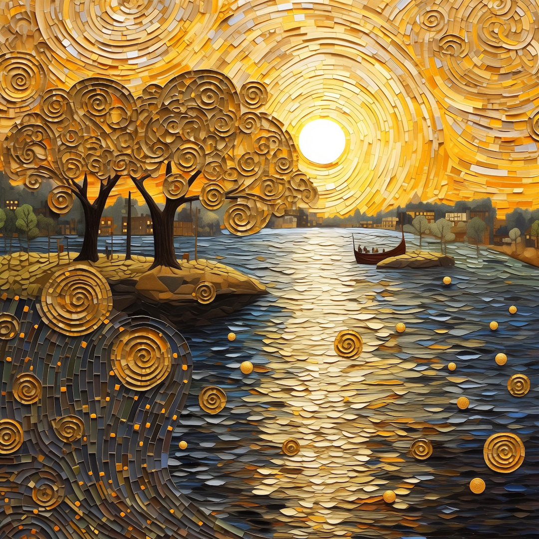 Remarkable Gustav Klimt Inspired Landscapes in 25K! Set of 5. Print on ...