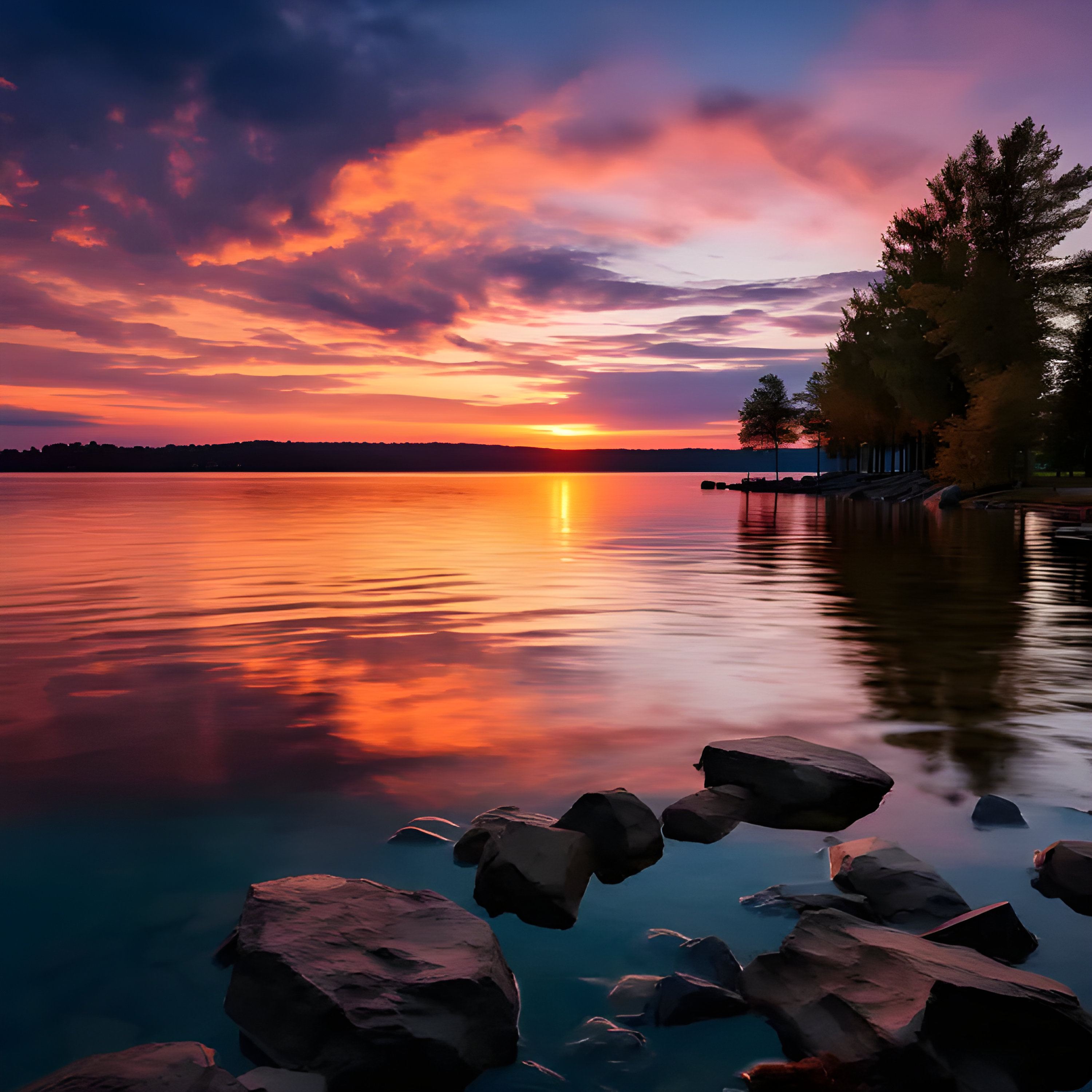Lakeside Sunset and Twilight Backdrops in 5K Set of 5, Digital Download ...