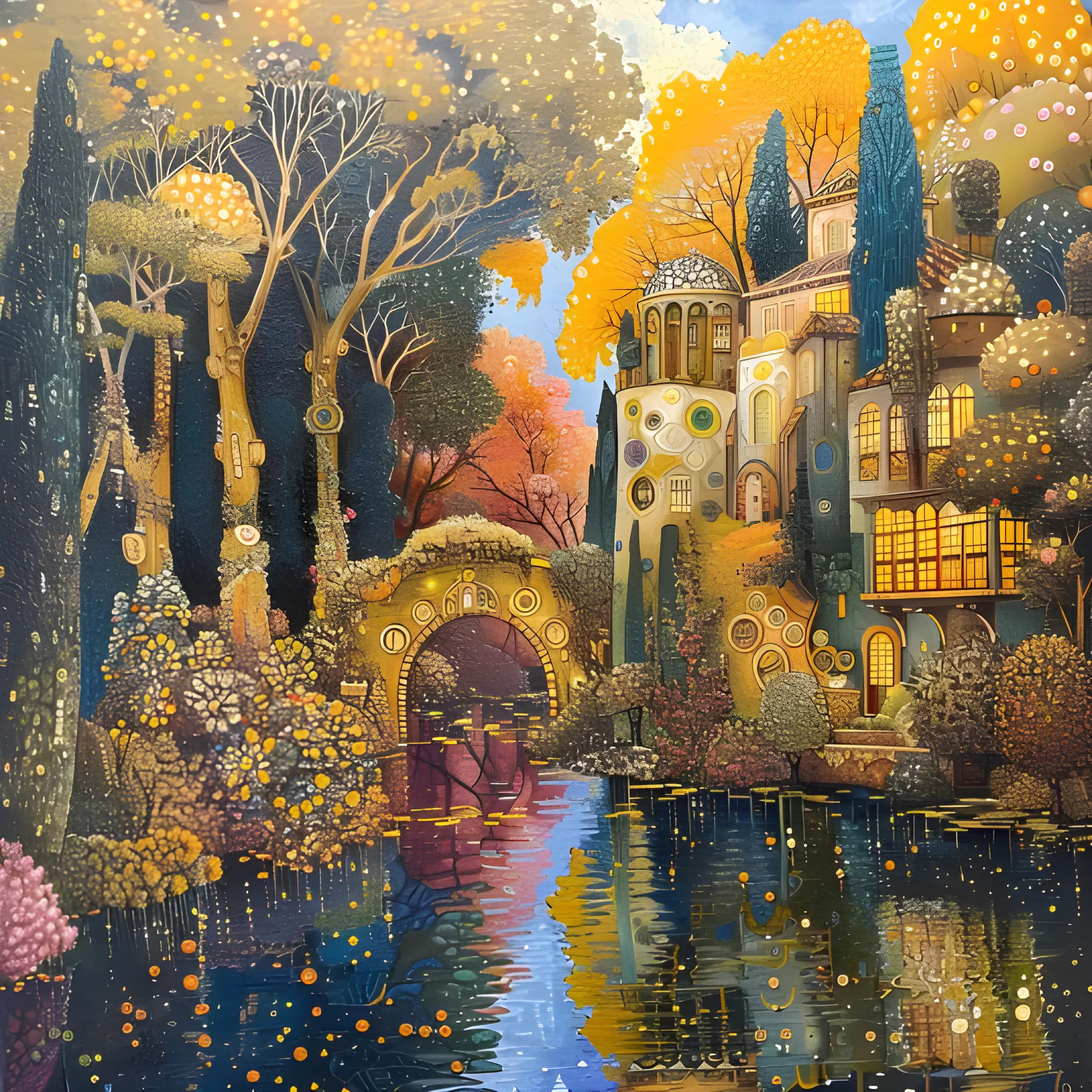Incredible Gustav Klimt Inspired Landscapes in 5K Set of 5. Print on ...
