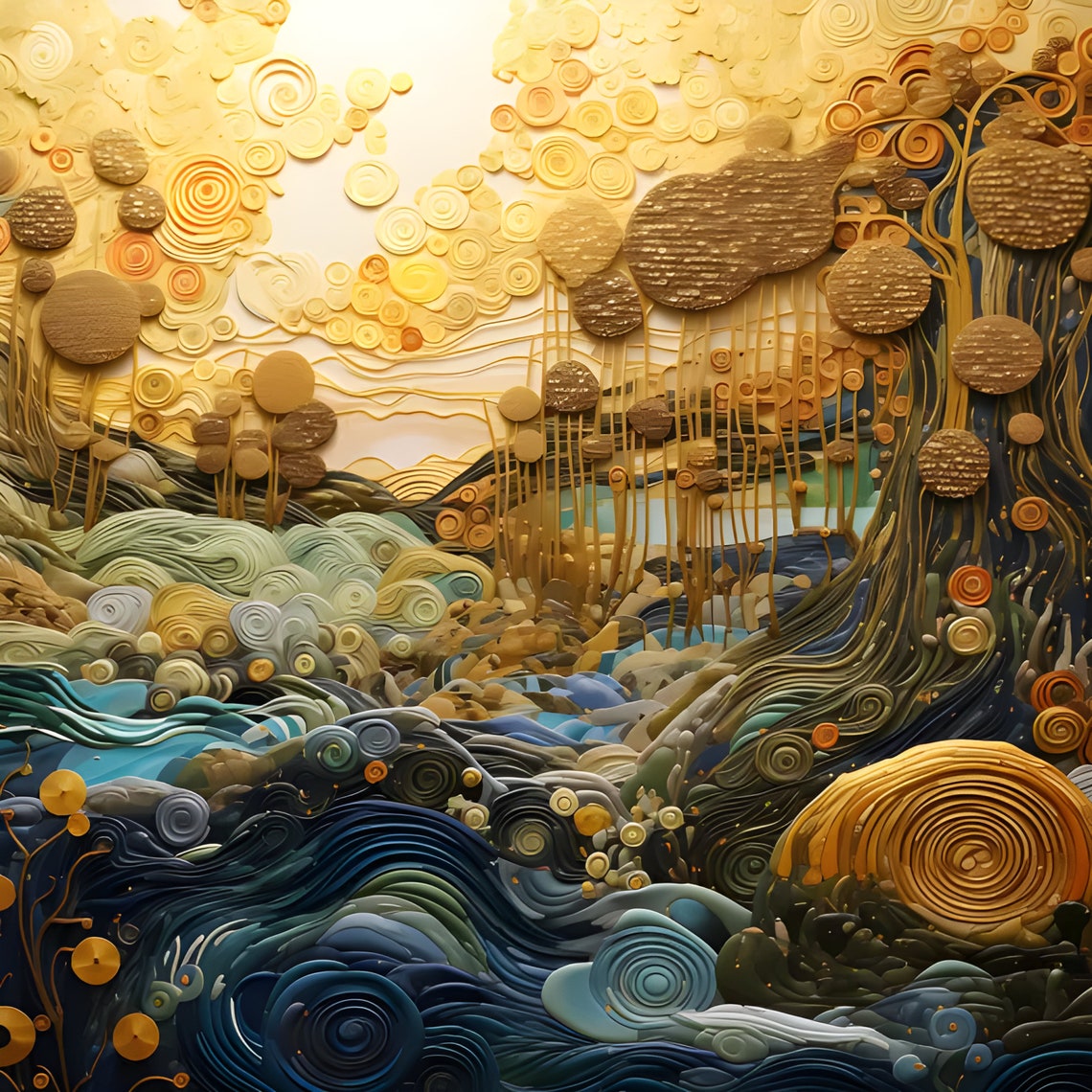 Incredible Gustav Klimt Inspired Landscapes in 5K Set of 5. Print on ...