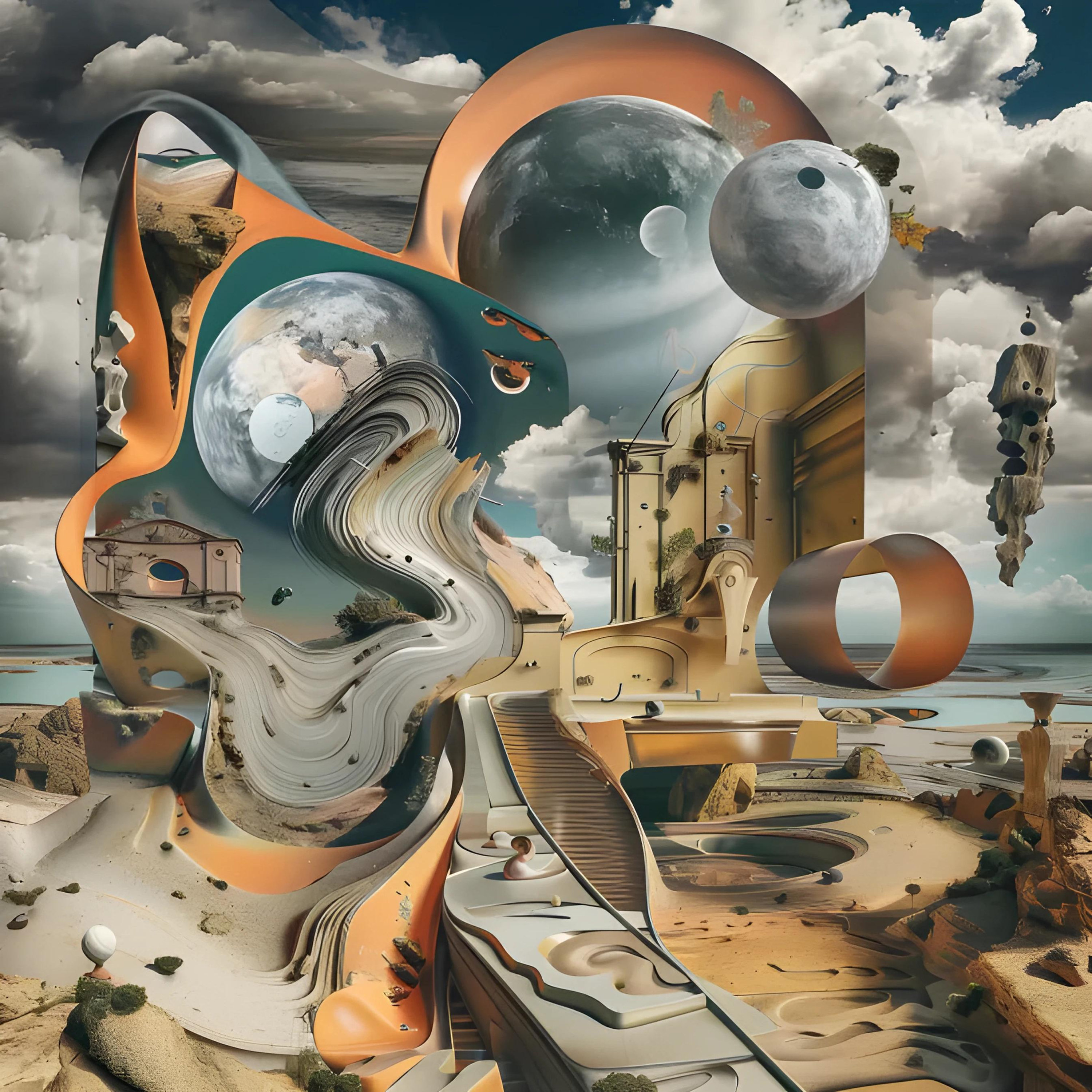 Set of 5 in 5K Surreal Digital Art Scenes With Unconventional Items and ...