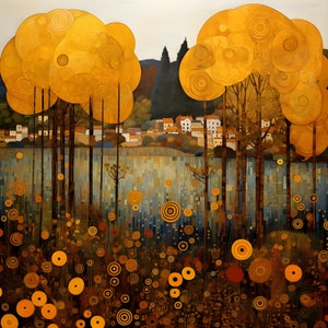 Incredible Gustav Klimt Inspired Landscapes in 5K! Set of 5. Print on ...