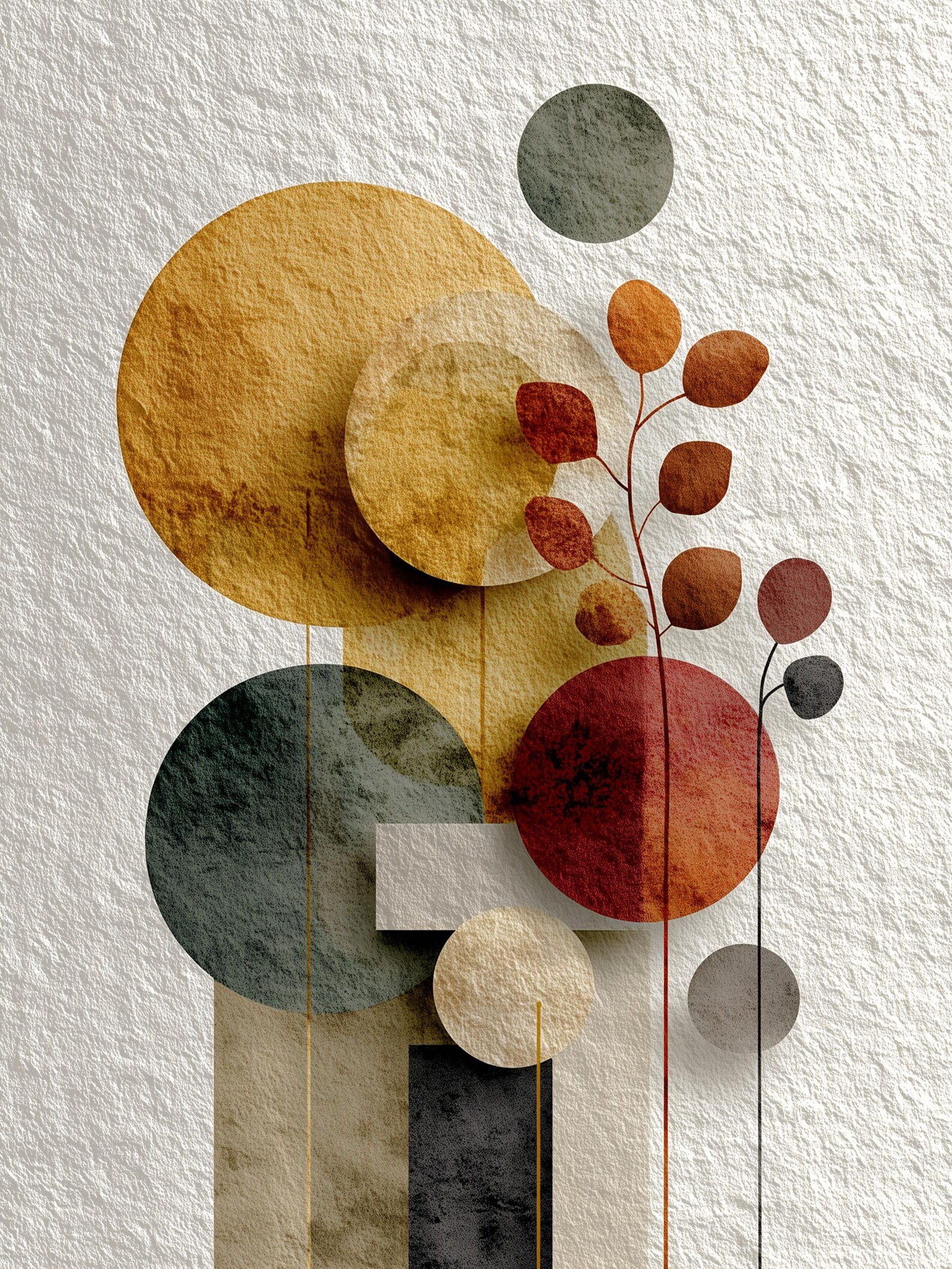 Chic Botanical Print Bundle - 5 Modern Nature Art Pieces, Instant ...
