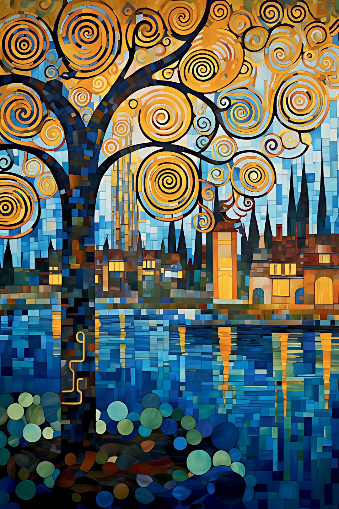 Incredible Gustav Klimt Inspired Landscapes in 5K Set of 5. Print on ...