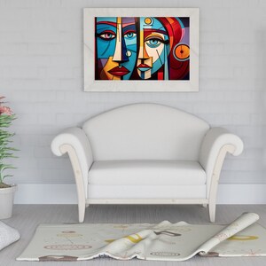 Colorful Two Faces Abstract Portrait, Abstract Art, Face Design Art ...