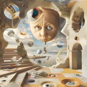 Set of 5 in 5K Surreal Digital Art Scenes With Unconventional Items and ...