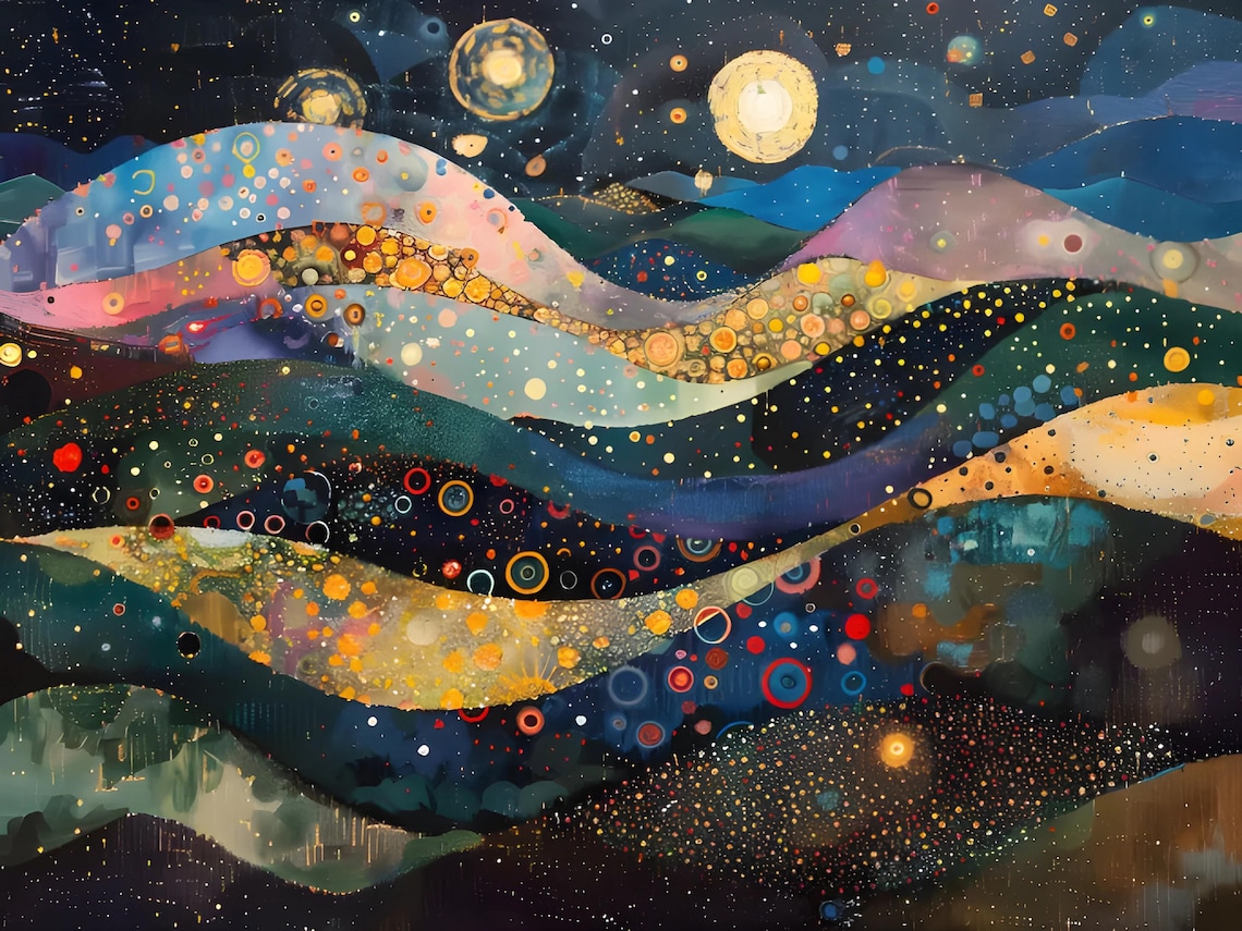 Celestial Set of 5 Instant Download, Klimt Design Art, Home Decor Wall ...