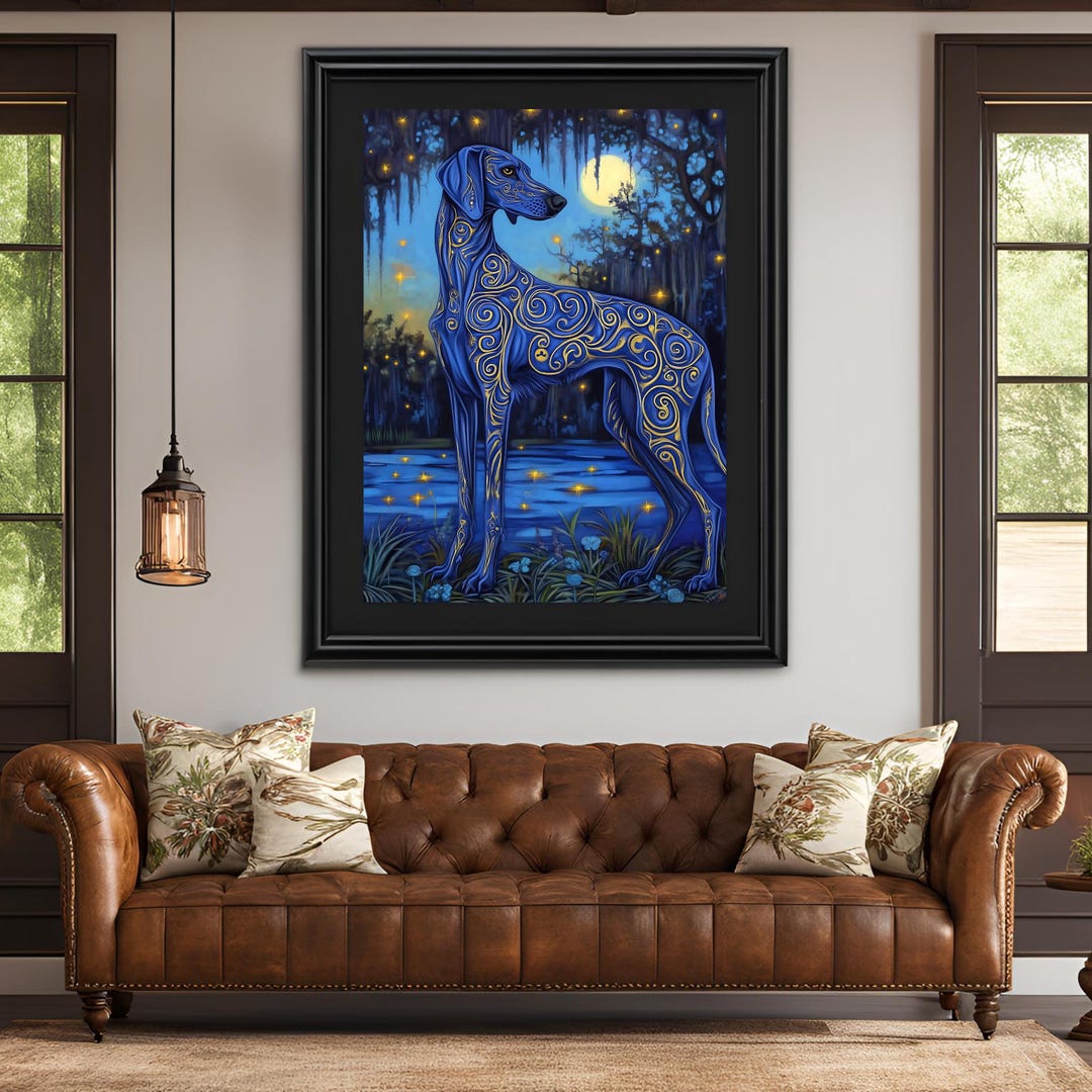 Legend of Rou Print, Enchanted Swamp Art, Mystical Hound Dog Decor ...