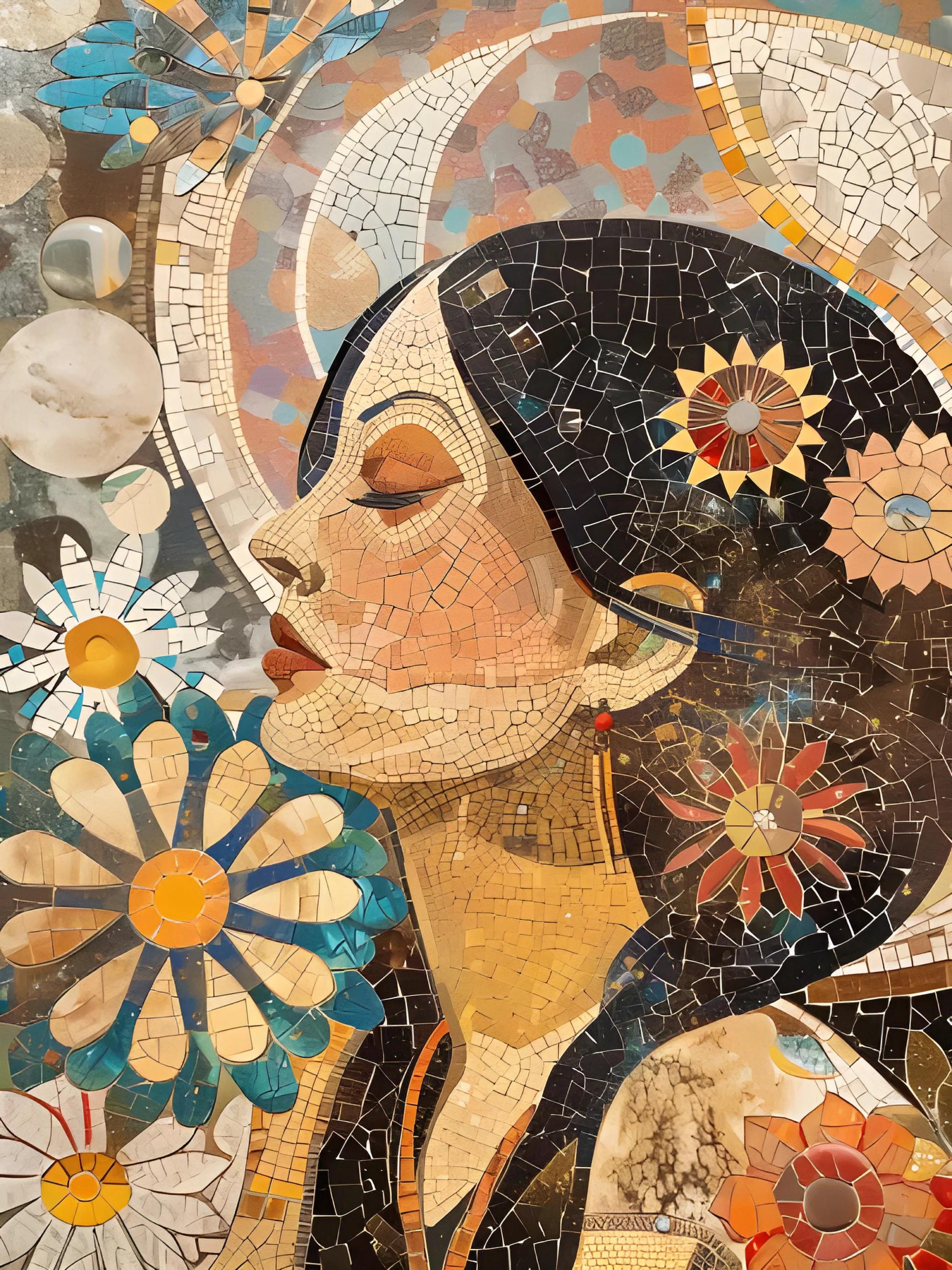 Beautiful Mosaic Portraits in 5K! Set of 5 Vertical Prints. Print on ...