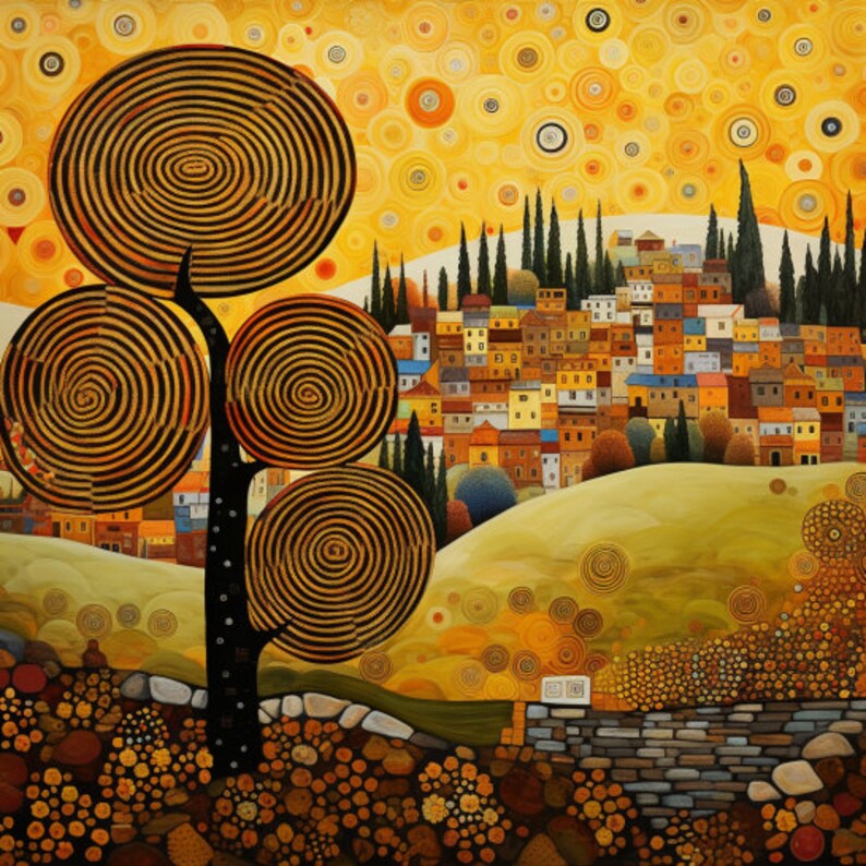 Incredible Gustav Klimt Inspired Landscapes in 5K Set of 5. Print on ...