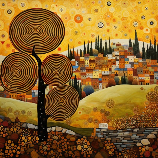 Incredible Gustav Klimt Inspired Landscapes in 5K Set of 5. Print on ...
