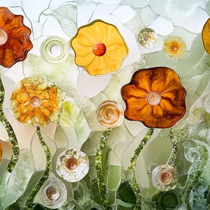 Stained Glass Flower Art Bundle - 20K 500 DPI Botanical Prints, Hyper ...