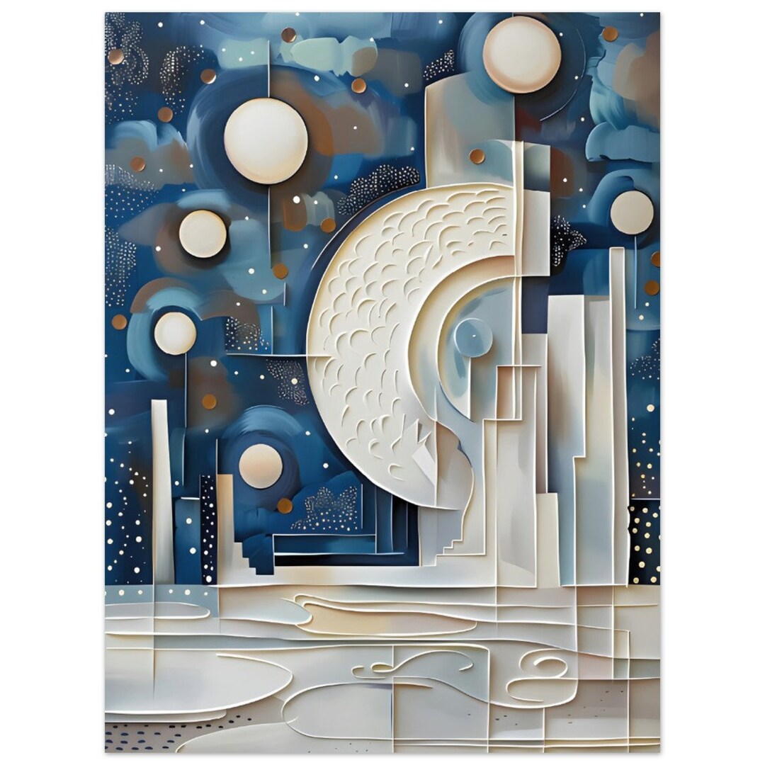 Clean Abstract Print in Vivid Detail, Celestial Styled Surrealism ...